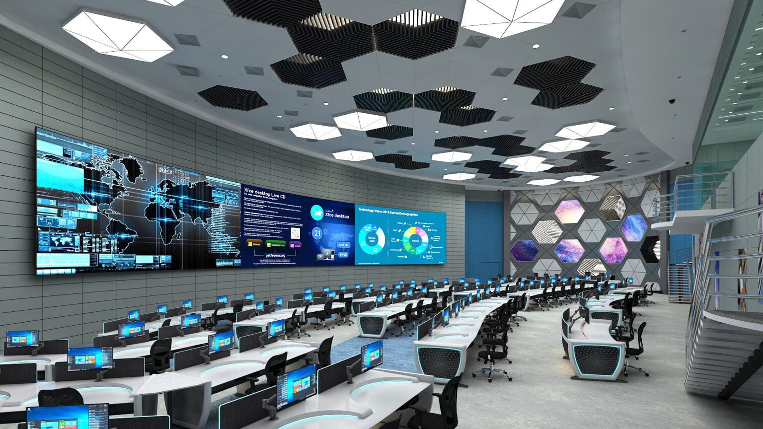 Innovative Floating Slat Wall for Control Consoles